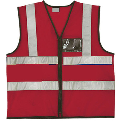 RED REFLECTIVE VEST WITH ZIP & ID POUCH – Continental supplies